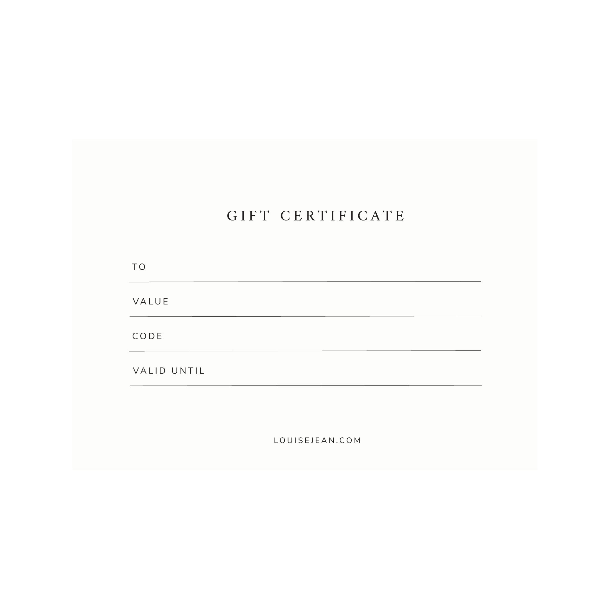 Gift Certificate – Louise Jean Jewellery